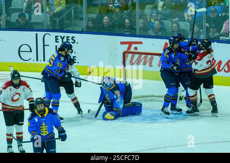 Toronto Sceptres goalie Raygan Kirk looks on during PWHL hockey ...