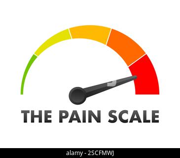 Pain scale indicator pointing to maximum level showing severe pain ...
