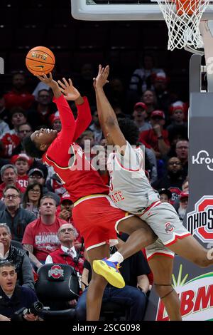 Maryland center Derik Queen (25) looks on during the second half of an ...