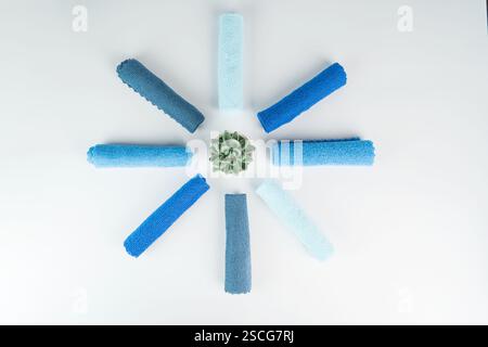 New colorful kitchen towels in plastic packaging, kitchen accessories ...