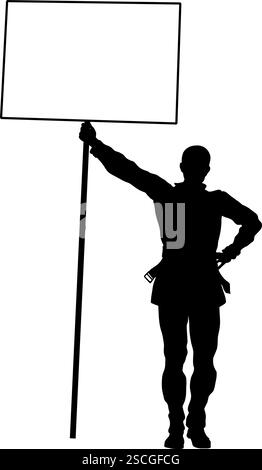 Protest Rally March Picket Sign Silhouette Person Stock Vector Image ...