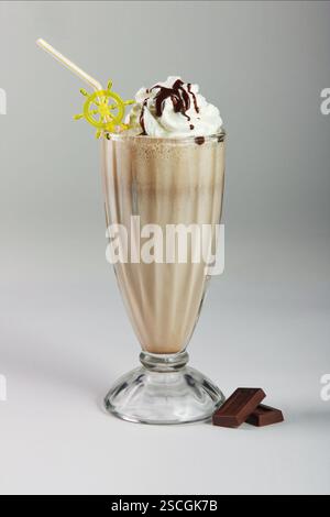 Ice Mocha, chocolate sauce, milk, ice and coffee in a glass Stock Photo ...