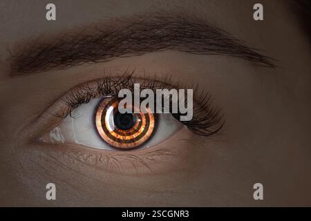 Hypnosis. Hypnotic spiral in woman's eye, closeup Stock Photo - Alamy