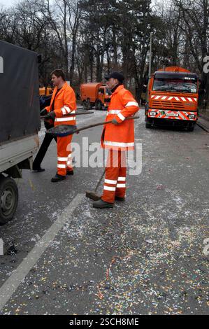 pavement gritting in the winter, seasonal road maintenance work ...