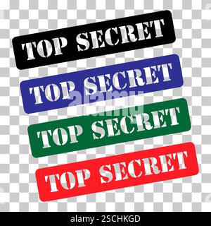 Set of Top secret stamp symbol, label sticker sign button, text banner ...
