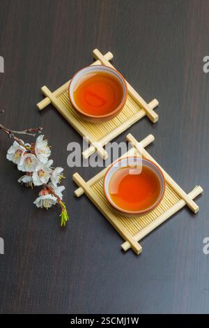 Ancient Chinese tea set with spring flowers Stock Photo - Alamy