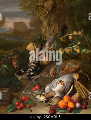 A still life painting by Peter Snijers, depicting various fruits and ...