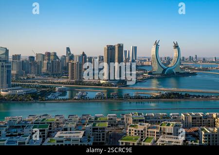 Lusail, Qatar - December 20, 2024: Aerial view of Lusail Marina with ...