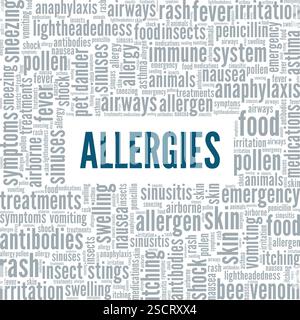 Allergies word cloud conceptual design isolated on white background ...