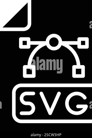 SVG file glyph icon. Scalable vector graphics. Image file format. Silhouette symbol. Negative ...