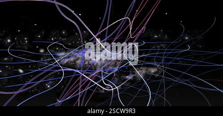 String theory, conceptual image. This theory tries to unify the four ...