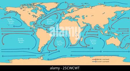 Ocean Currents and Gyres, Map Stock Photo - Alamy