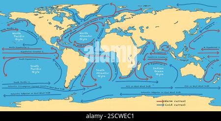 Ocean Currents and Gyres, Map Stock Photo - Alamy