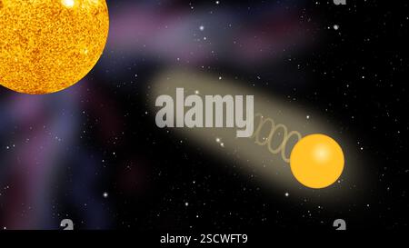 Illustration of a Photon Traveling From the Sun Stock Photo - Alamy