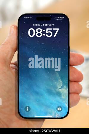Lock screen on an iPhone 16 Plus Stock Photo - Alamy