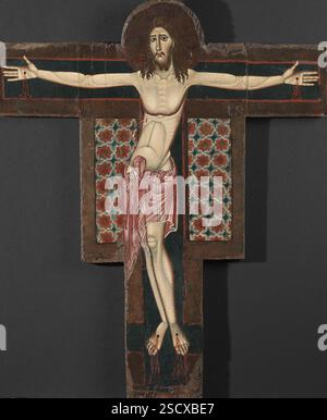 medieval wooden crucifix with the suffering Christ in Kirke Hyllinge ...