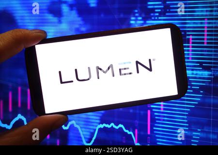 In this photo illustration, the Lumen Technologies logo is seen ...
