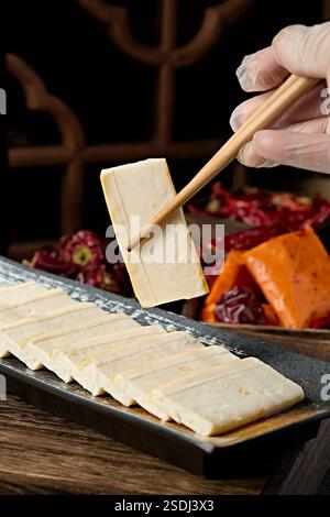Hot pot ingredients tofu fish cake slices Stock Photo - Alamy