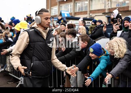 Mateo Joseph of Leeds United arrives ahead of the Sky Bet Championship ...