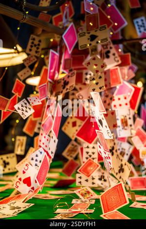 Cascading Playing Cards on a Green Snooker Table – Dynamic and Vibrant ...