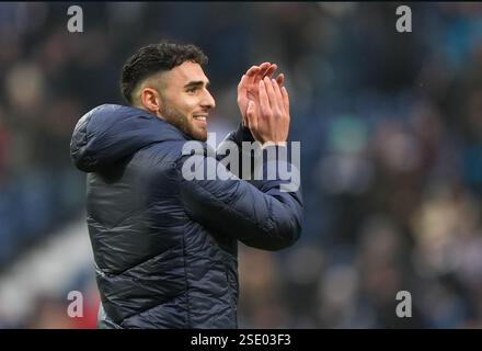 West Bromwich Albion's Tammer Bany applauds fans at full time following ...