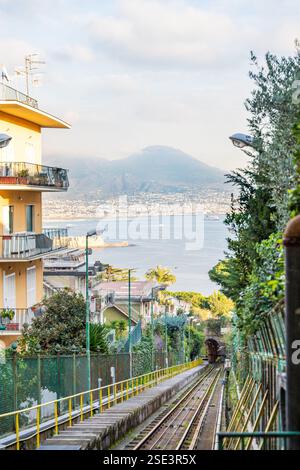 Station of the Funicolare cable car to Vomero In the market district of ...