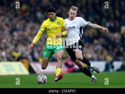 Derby County's Sondre Langas (left), Kayden Jackson, Matt Clarke and ...