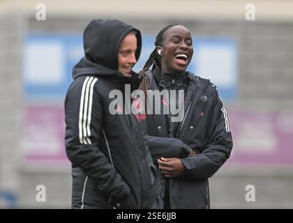 Manchester United's Melvine Malard inspects the pitch before the Adobe ...