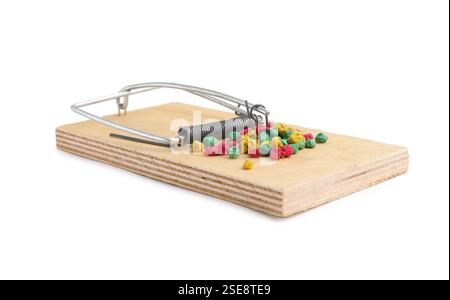 Mouse trap with rat poison isolated on white, top view Stock Photo - Alamy