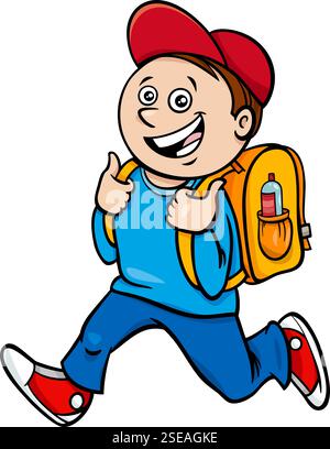 Cartoon Illustration of Happy Elementary Age or Teenager Boy Comic ...