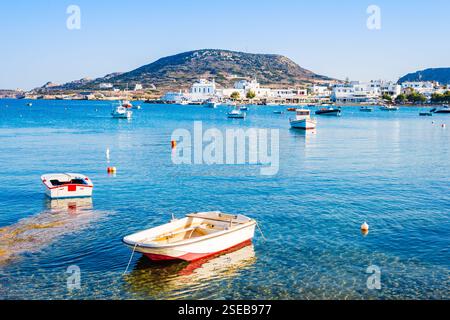 Fishing boats in Pollonia port, Milos island, Cyclades, Greece Stock ...