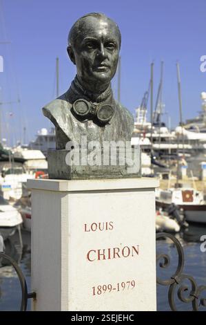 Statue to Louis Chiron, Grand Prix driver. Monaco harbor Stock Photo ...