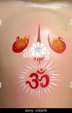 OM symbol painted on forehead of idol of lord Ganesh elephant headed ...