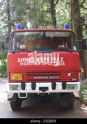 Fire engine, Greece, Corfu Island, Europe Stock Photo - Alamy