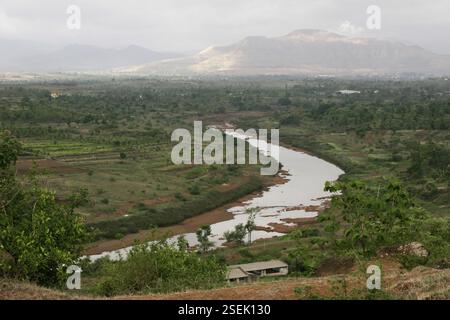 Early morning landscape with Neera river , Bhor , Pune , Maharashtra ...