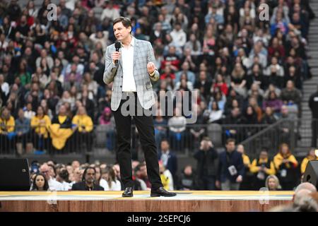 B.C. Premier David Eby speaks during a FIFA World Cup rally, in ...