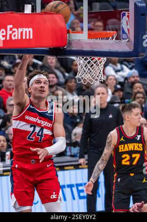 Washington Wizards forward Corey Kispert (24) looks on before an NBA ...