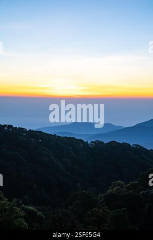 The beautiful sunrise at Doi intanon national park, Chiang Mai in the ...