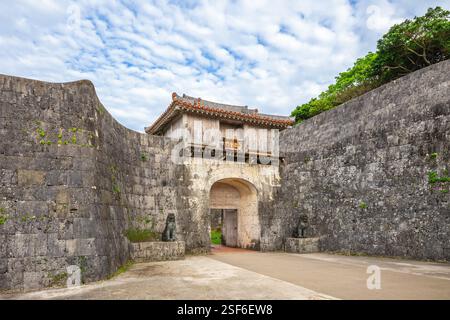Kankai Mon, the first front gate of the outer wall of Shuri Castle in ...