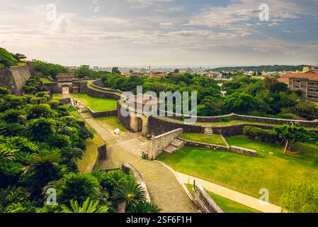 Kankai Mon, the first front gate of the outer wall of Shuri Castle in ...