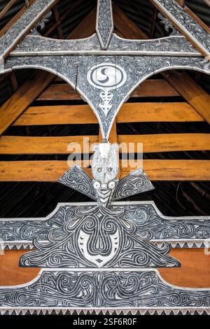 Traditional decoration of Batak house on Samosir island, Sumatra ...