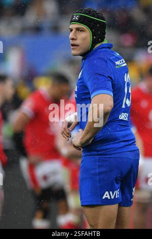 Juan Ignacio Brex of Italy celebrates scoring second try during the ...
