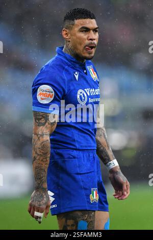 Monty Ioane of Italy celebrates victory at the end of the Guinness Six ...