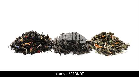 Different types of tea brew isolated on white Stock Photo - Alamy
