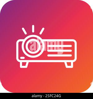 projector icon sign. A set of 12 colored buttons. Flat design. Vector ...