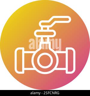 Flat Design Pipe With Valve Icon. Editable Stroke Simple Design. Vector ...