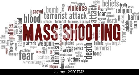 Mass Shooting word cloud conceptual design isolated on white background ...