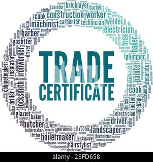 Trade Certificate word cloud conceptual design isolated on white ...