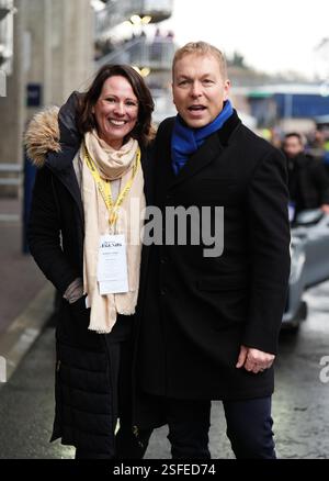 Sir Chris Hoy (left) and his wife Sarra Kemp before the Guinness Men's ...