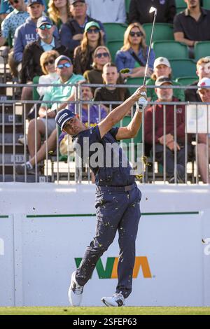 Gary Woodland tees off on the ninth hole during the final round of the ...